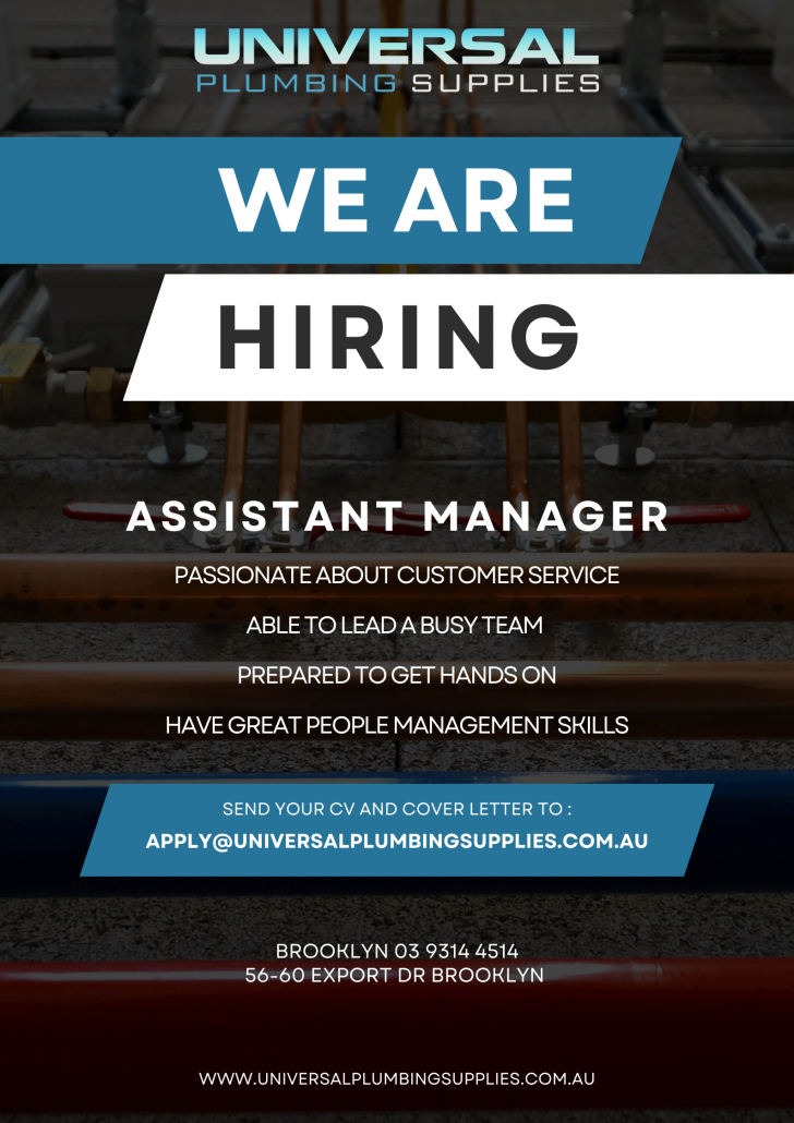 Jobs – Universal Plumbing Supplies
